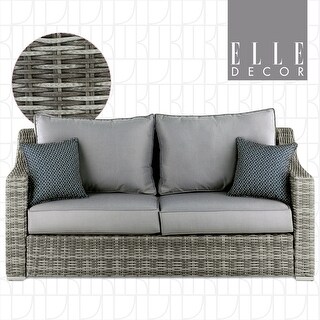 Elle Decor Vallauris Outdoor 73" Sofa - Gray Wicker - Bed Bath & Beyond ...