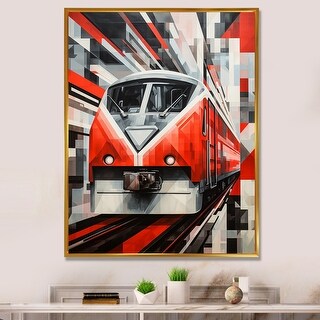 Designart "Train Geometric Momentum IV" Train Framed Canvas Wall Art ...