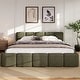 Modern Upholstered Bed Frame Block Style Grounded Bed with Thick ...