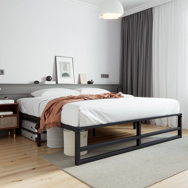 King Size Metal Bed Frame 14 Inch Heavy Duty Platform Bed High Under Bed Storage Space Steel Slats Support up to 1000 lbs Bed Bath Beyond 38143511