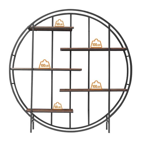 Round 5-Tier Metal Bookcase Storage Rack,Garden Balcony Display Stand ...