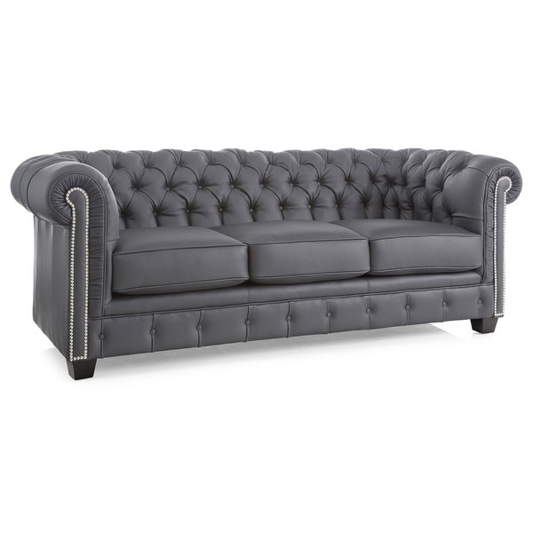Hancock tufted black italian chesterfield leather sofa store