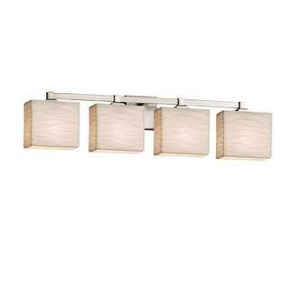 Porcelina? Regency 4-Light Brushed Nickel Bath Bar, Waves Rectangle ...
