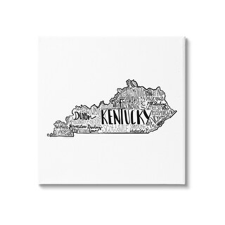Stupell Kentucky State Shape Typography Map Stretched Canvas Wall Art ...