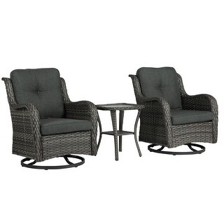 Outdoor Rattan Swivel Rocker Chairs Patio Bistro Set of 3 - Bed Bath ...