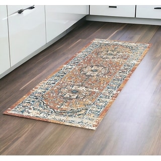 8feet Rust Oriental Distressed Runner Rug With Fringe - 8' Runner - Bed ...