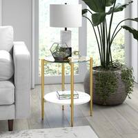 Inez Modern Metal and Glass Side Table - Bed Bath & Beyond - 30614158