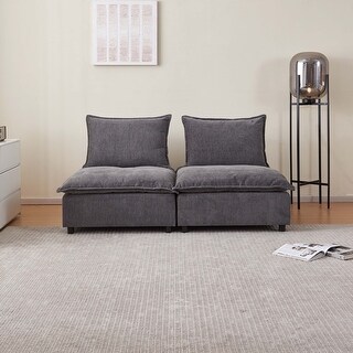 Stylish Modular 2-Seater Armless Sofa Couch with Ultra-Soft Chenille ...