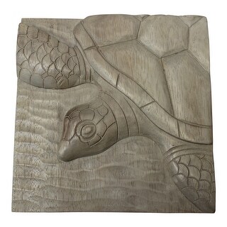 Sea Turtle Carved Wood Two Dimensional Gray Washed Wall Plaque 10 ...