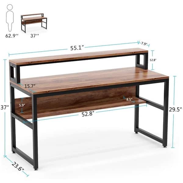 Tribesigns 55 Inches Computer Desk with Shelves - Bed Bath & Beyond ...
