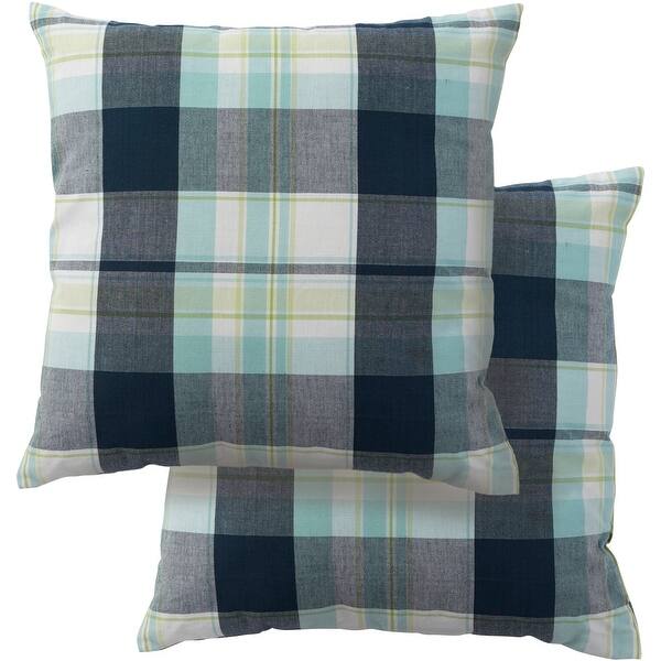 Set of 2 Vibrant Plaid Cotton Pillow Cover 18" - european-square - Bed ...