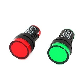 Energy Save LED Indicator Signal Lamp AC/DC 24V 20mA Green Red 2pcs ...