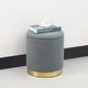 Adeco Velvet Round Storage Stool Gold Plating Base Storage Ottoman ...