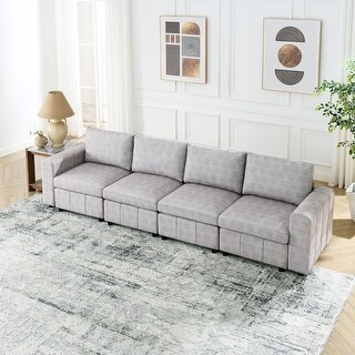 Light Grey Fabric Upholstered Modular Sofa - Bed Bath & Beyond - 40411377