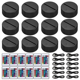 12 Pieces 3D Night LED Light Lamp Base 16 Colors Light Display (12 ...