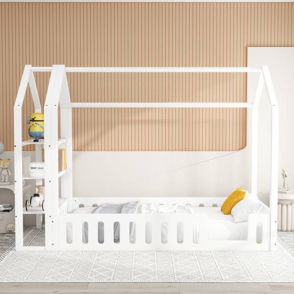Log cabin bed with enclosure and removable storage shelves - Bed Bath ...