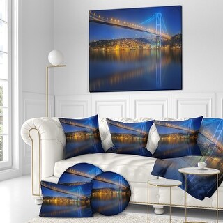 Designart "View of Bosphorus bridge at night Istanbul" Cityscapes ...