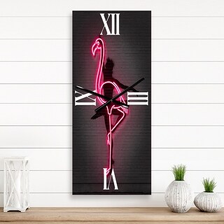 Designart 'Neon Pink Flamingo and Ballerina' Large Modern Large Wall ...