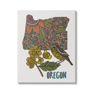 Stupell Oregon State Flower Bird Stretched Canvas Wall Art, Design by ...