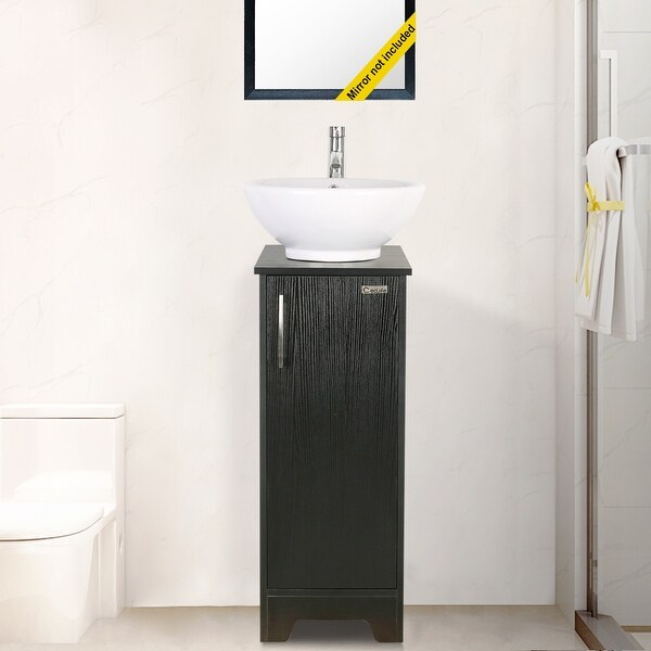 30" Striped Navy Blue Bathroom Vanity with White Ceramic Sink, Wall ...