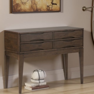 40" Rubberwood Console Table with 4 Drawers, Dark Walnut - Bed Bath ...