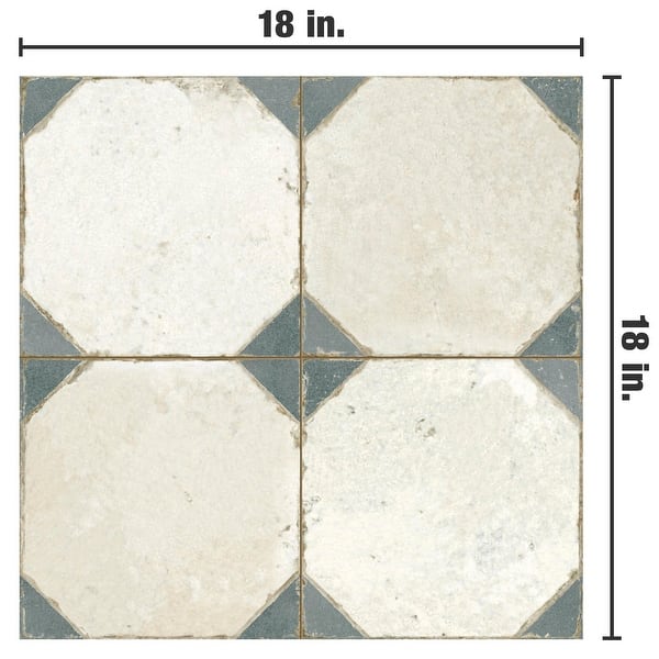 Merola Tile Kings Yard Blue 17-5/8" x 17-5/8" Ceramic Floor and Wall ...