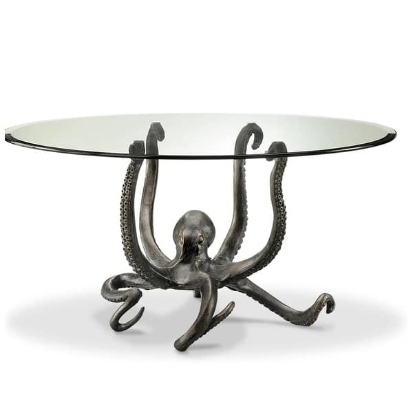 Spi Home Cast Aluminum Glass Top Octopus Coffee Table - 17.5 X 36 X 36 ...