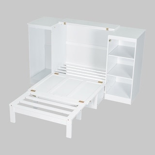 Multifunctional Twin Murphy Bed with Wardrobe, Bedside Shelves, and ...