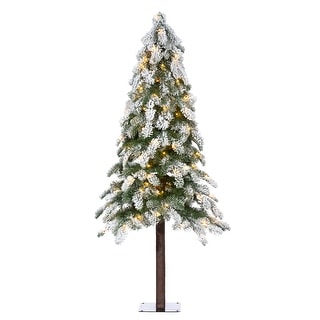 5 Foot Flocked Snowy Downswept Alpine Tree - Bed Bath & Beyond - 38002574