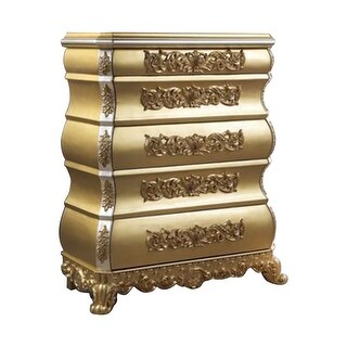 Chest with 5 Storage and Scrolled Floral Design, Gold - Bed Bath ...