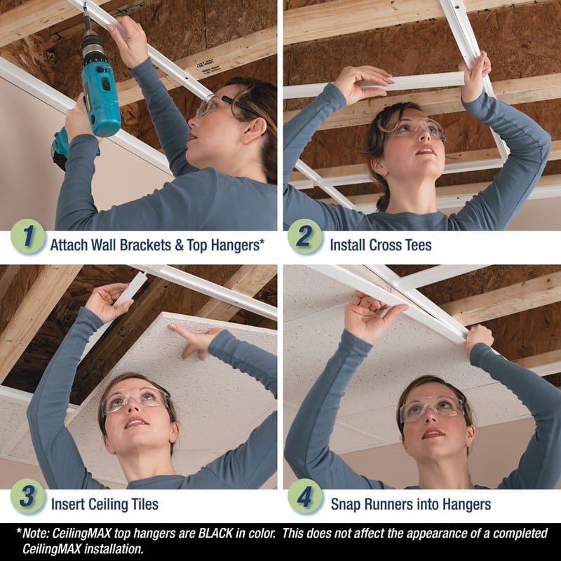 CeilingMAX 100 sq. ft. Gloss White Surface Mount Grid Kit - Overstock ...