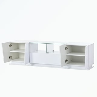 TV Stand with Tempered Glass, with Sorage and LED Color - Bed Bath ...