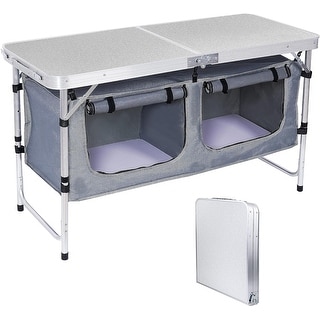 Folding Camping Table with Storage,Portable,Adjustable,Lightweight for ...