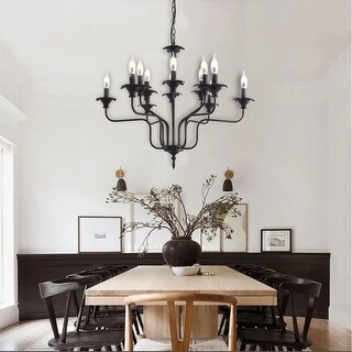 Retro American style stamen-shaped iron chandelier -12 bulbs -E12 lamp ...