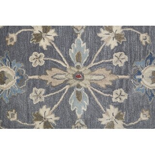 2' X 3' Gray Ivory And Red Wool Floral Tufted Handmade Stain Resistant ...