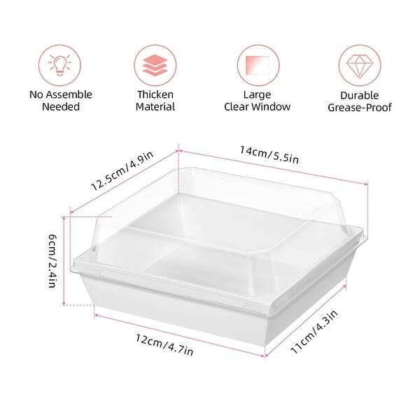 50-Pack Bakery Pastry Box with Clear Lid and Ribbon for Party - Bed ...