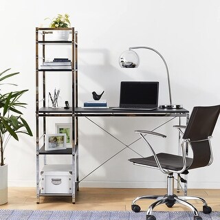 Computer Desk with 5 Tier Shelves with Storage Study Table for Home ...
