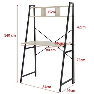 Ladder Desk Computer Laptop Office Table Industrial Wood Look Black ...