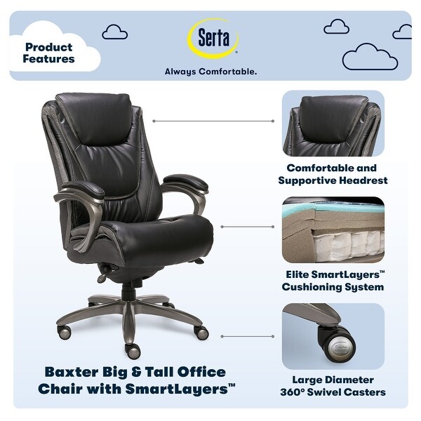 Serta big and tall smart layers executive office chair store
