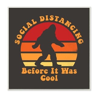 Stupell Bigfoot Social Distancing Mythical Pun Red Brown Wood Wall Art ...