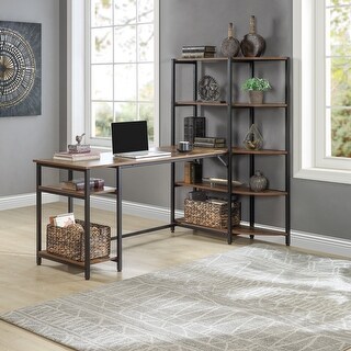 Tiramisu Best Home Office Computer Desk with 5-tier Storage Shelves ...