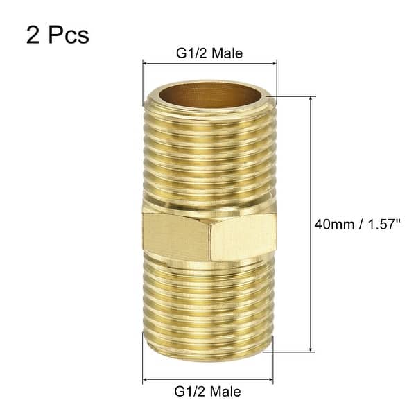 Brass Pipe Fitting G1/2 Male Thread Hex Connector Pipe Adapter 2 Pcs ...