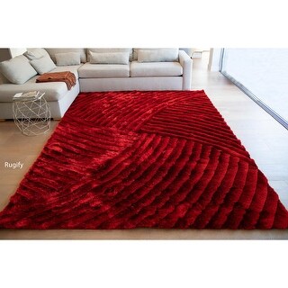 3D 259 Collection 1-inch Pile Shag Area Rug Red Color - Bed Bath ...
