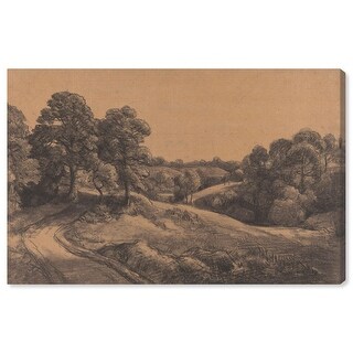 Wooded Slope Receding Road Canvas Vintage Landscape Art by Art Remedy ...
