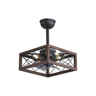 Square Caged Ceiling Fan with Lights Remote Control Quiet Ceiling Fan ...