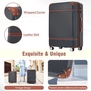 Luggage Suitcase Password Box Trolley Case TSA Lock Trunk Sets, Black ...