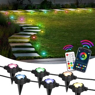 RGB Lights Yard Lights Outdoor Ground Lights,42FT 16LEDs RGB Pathway ...