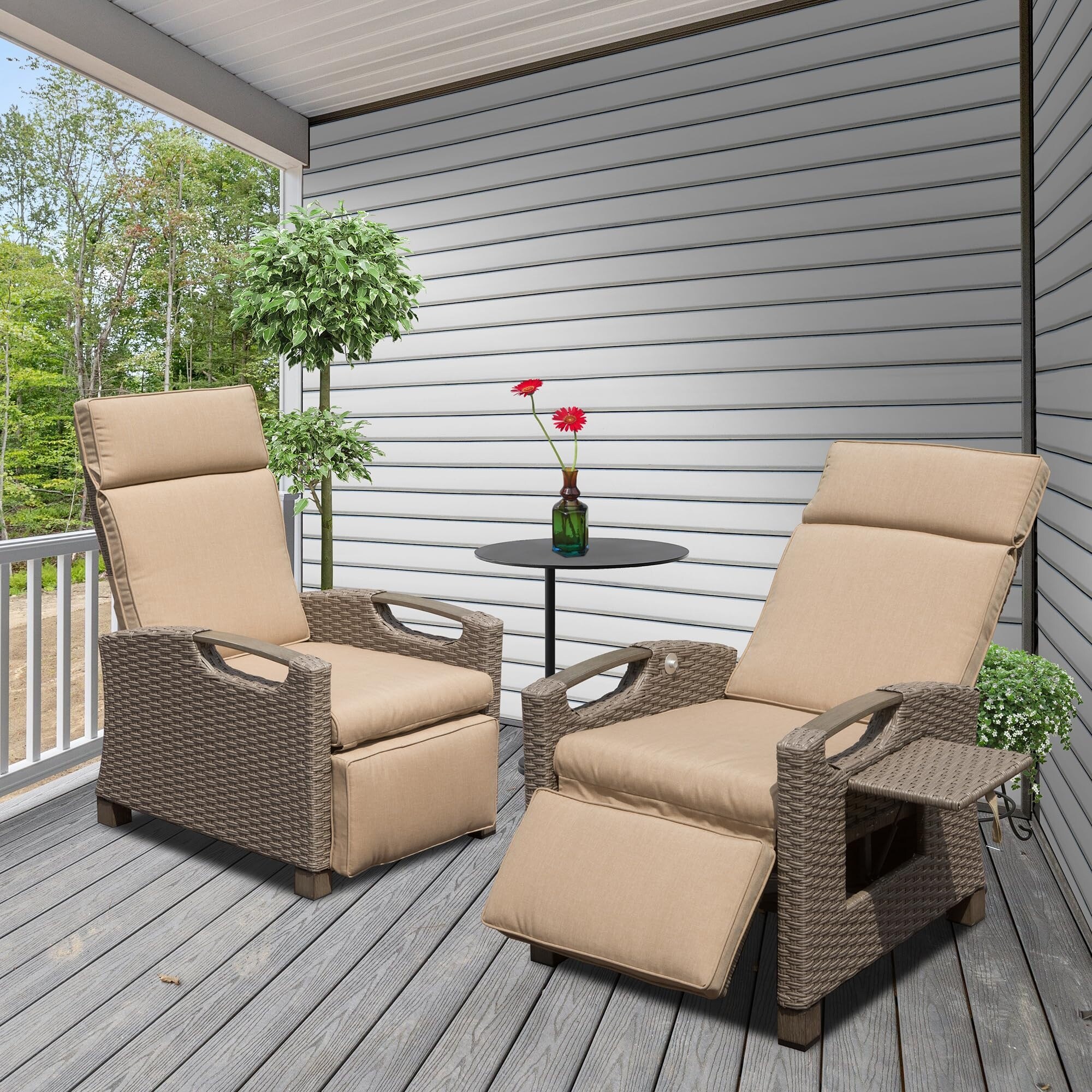 Rattan reclining garden chair with footrest store