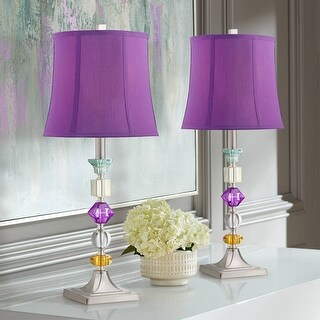 Set of 2 Modern Table Lamps Multi Colored Stacked Gem Purple Shade - 11 ...
