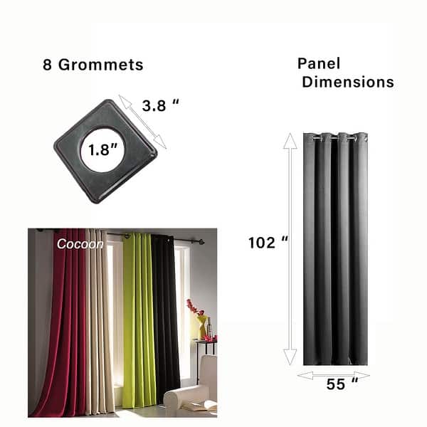 Set of 2 Blackout Window Curtain Panel Square Grommets Cocoon - Bed ...
